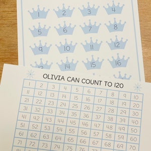 Personalized Hundreds Chart, Kindergarten Math, Snowflake and Crowns ...