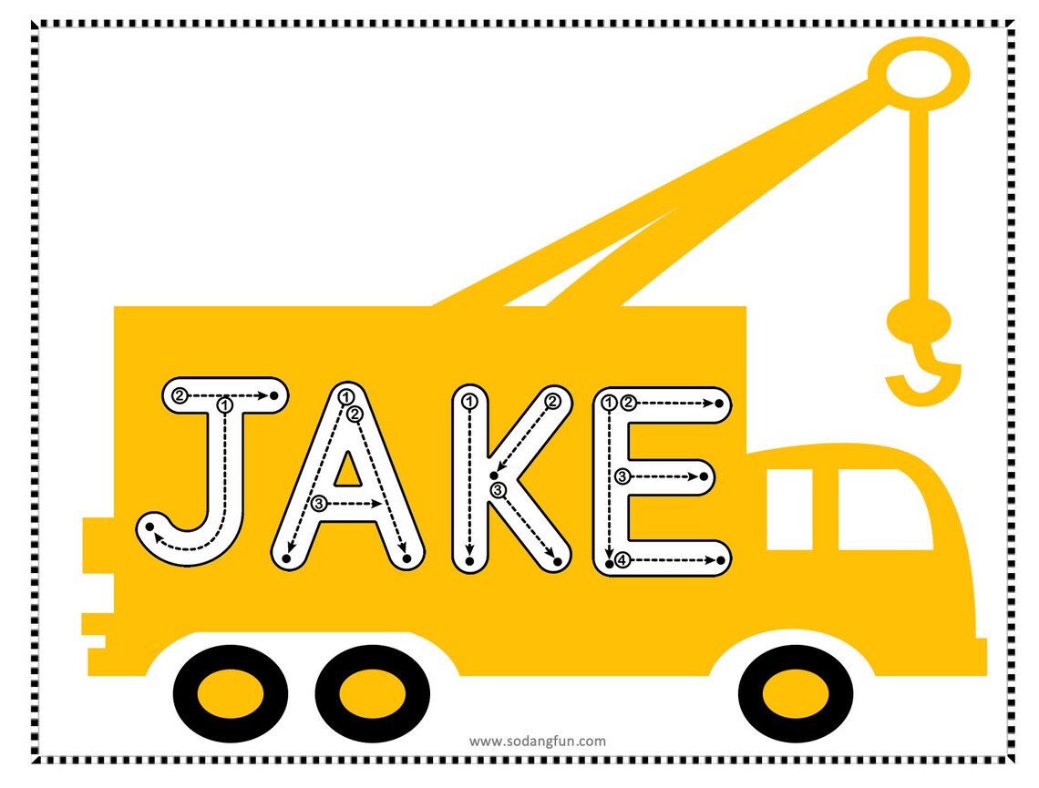 Name Letter Formation Worksheet Construction Themed Learn - Etsy