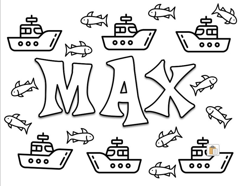 Personalized Coloring Pages, Name Doodle Coloring, Set of 8 (baseball ...