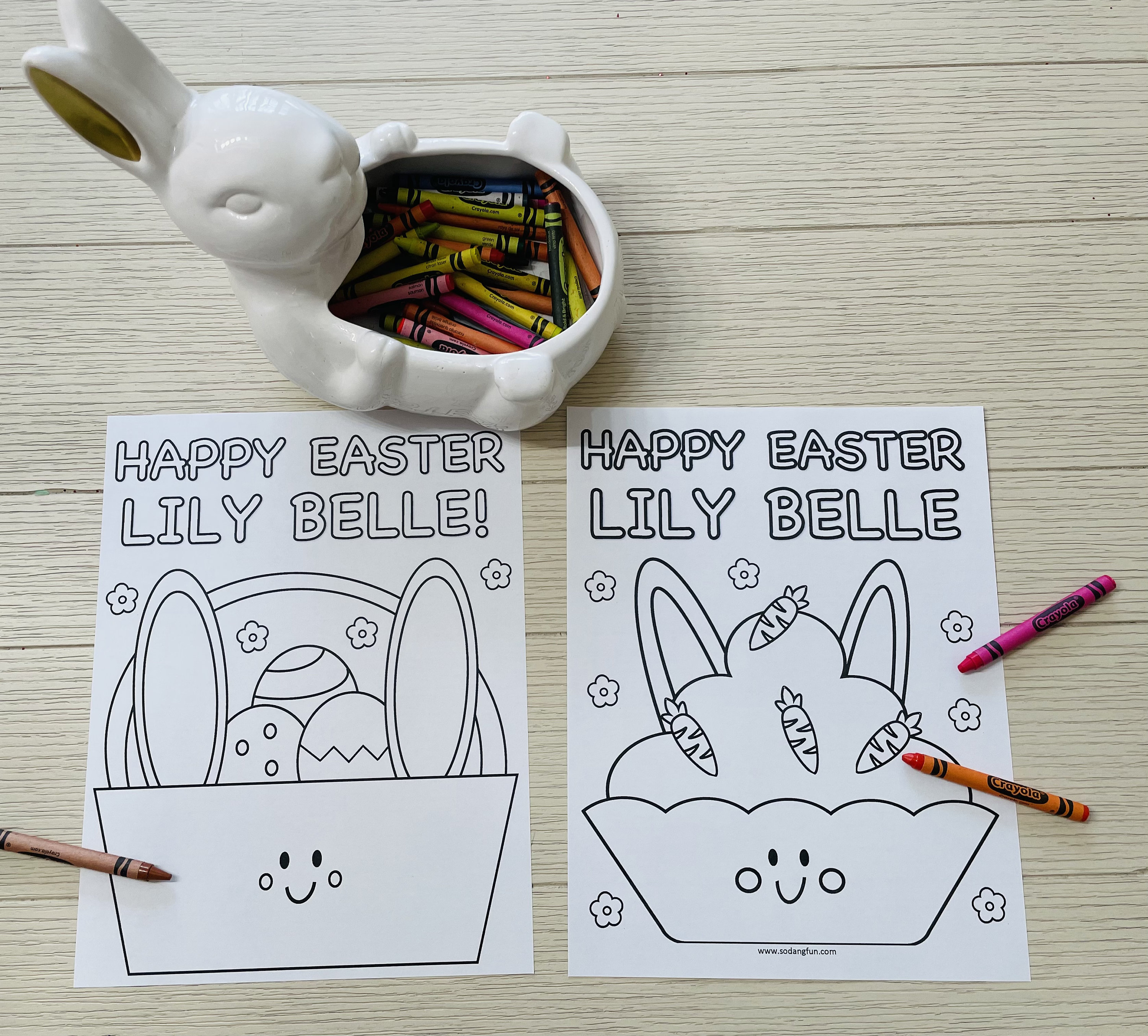 Personalized Easter Coloring Pages, Spring Activity for Kids, Printable ...
