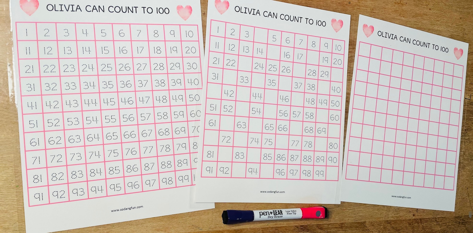 Personalized Hundreds Chart Trace and Count to 100 Trace and - Etsy