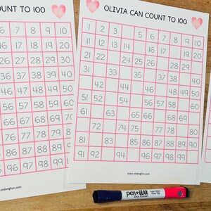 Personalized Hundreds Chart, Trace and Count to 100, Trace and Count to ...