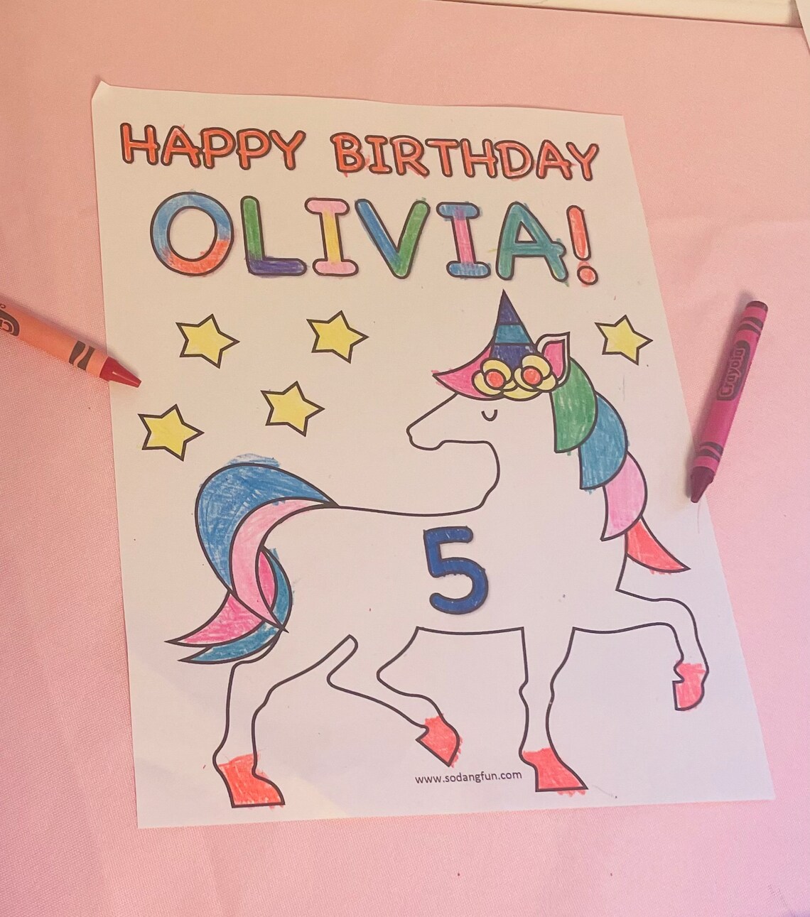Personalized Unicorn Birthday Coloring Pages Unicorn Party - Etsy