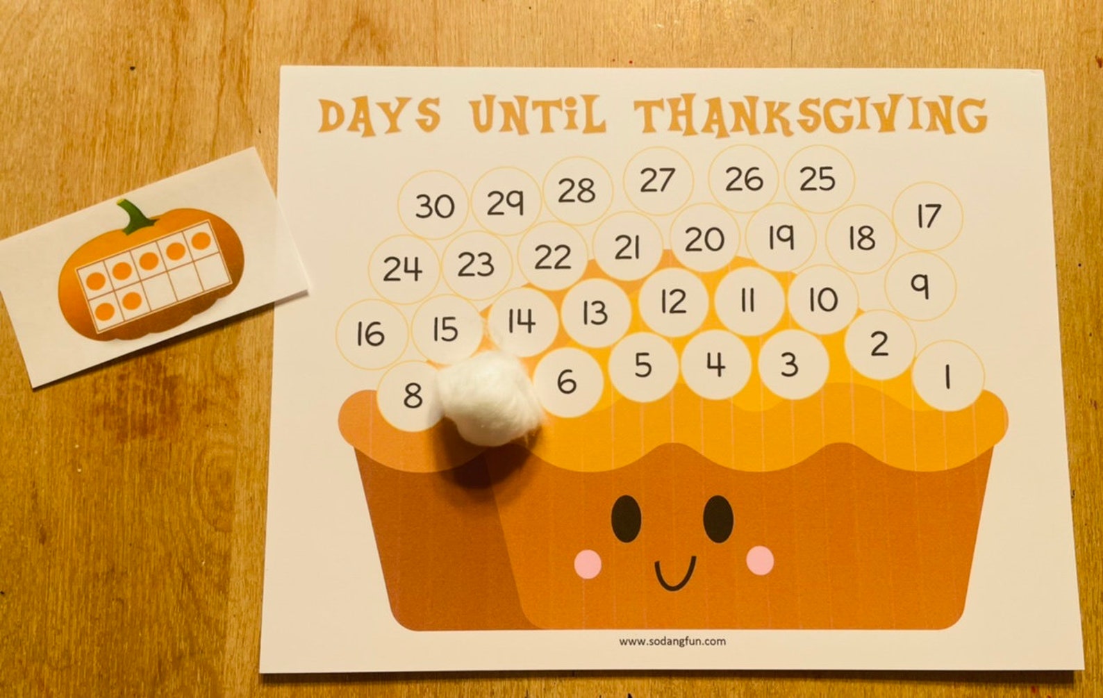 Thanksgiving Countdown, Thanksgiving Activity for Kids, Pumpkin Pie ...