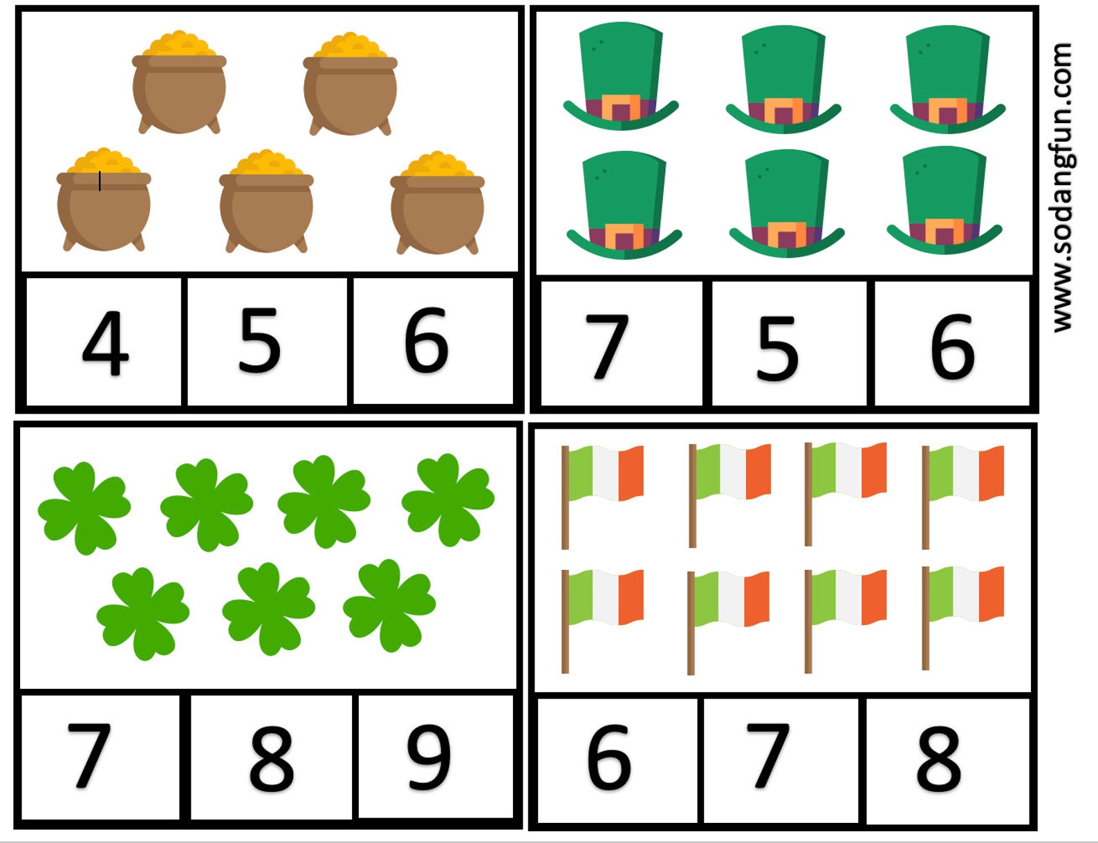 Saint Patrick's Day Counting Clip Cards 1-20 Toddler - Etsy