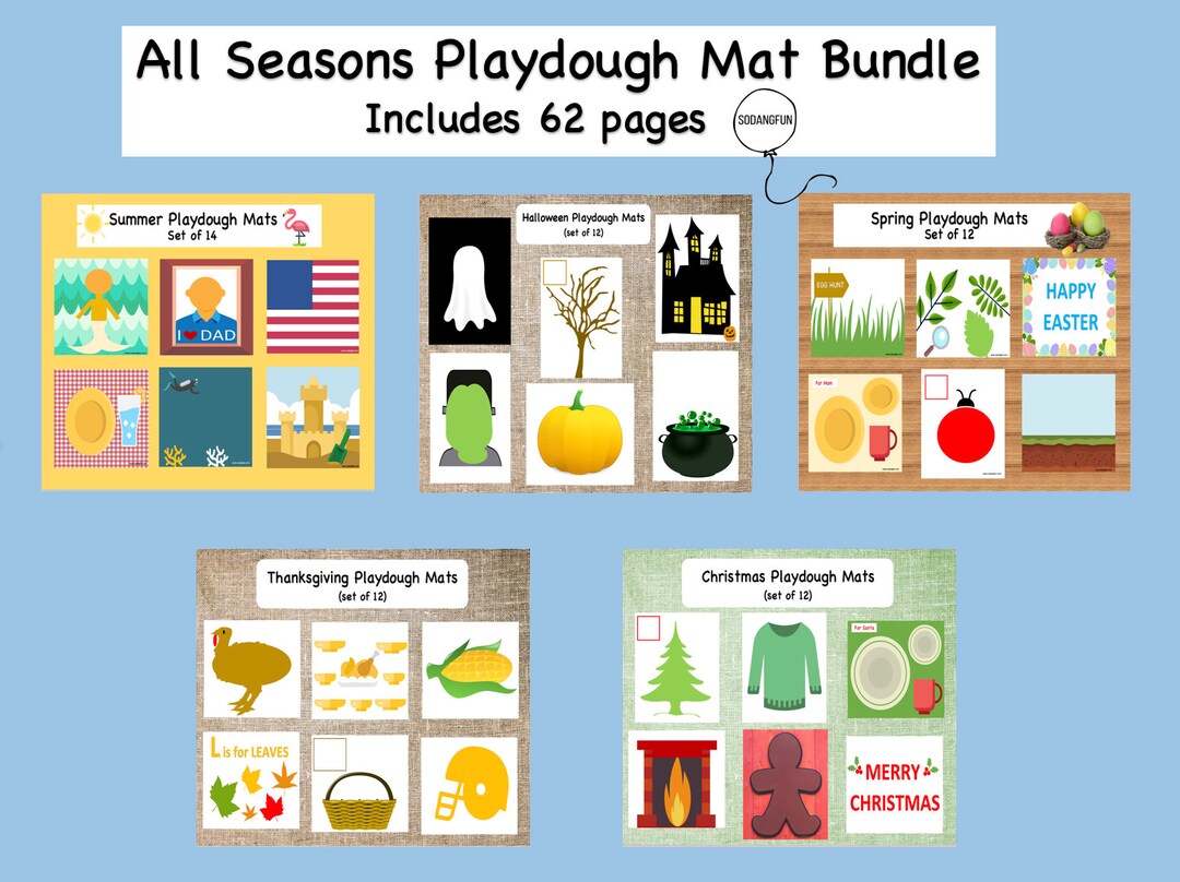 All Seasons Playdough Mat Bundle, All Holidays Play Dough Mats, Play ...