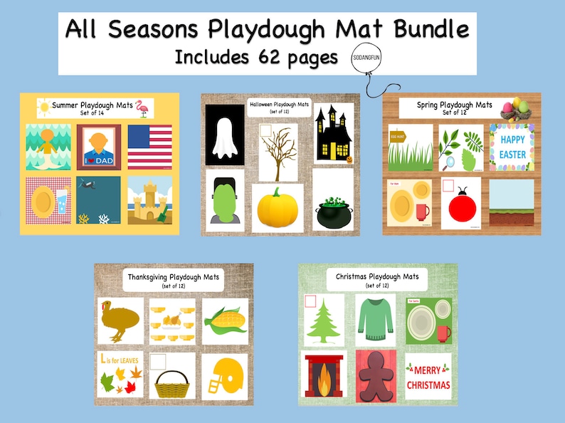 All Seasons Playdough Mat Bundle All Holidays Play Dough - Etsy