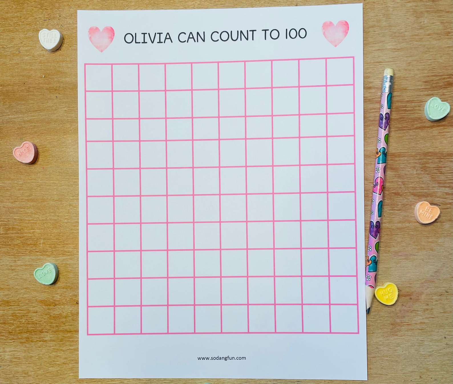 Personalized Hundreds Chart Trace and Count to 100 Trace and - Etsy