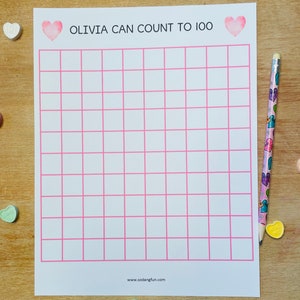 Personalized Hundreds Chart, Trace and Count to 100, Trace and Count to ...