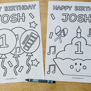 Personalized Music Birthday Coloring Pages, Music Birthday Coloring ...