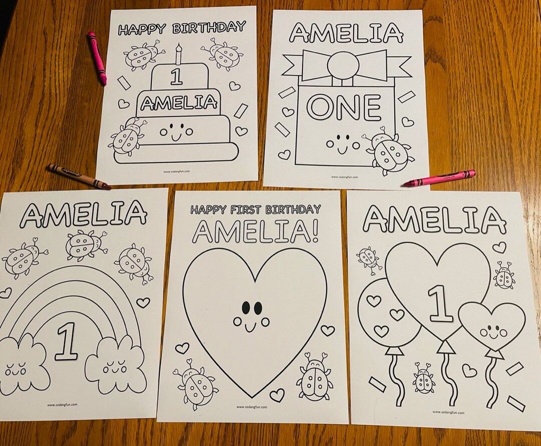 Ladybug Lovebug Birthday Coloring Pages for Kids, Set of 5 - Etsy