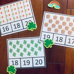 Saint Patrick's Day Counting Clip Cards 1 to 20 and I Spy (easy and ...