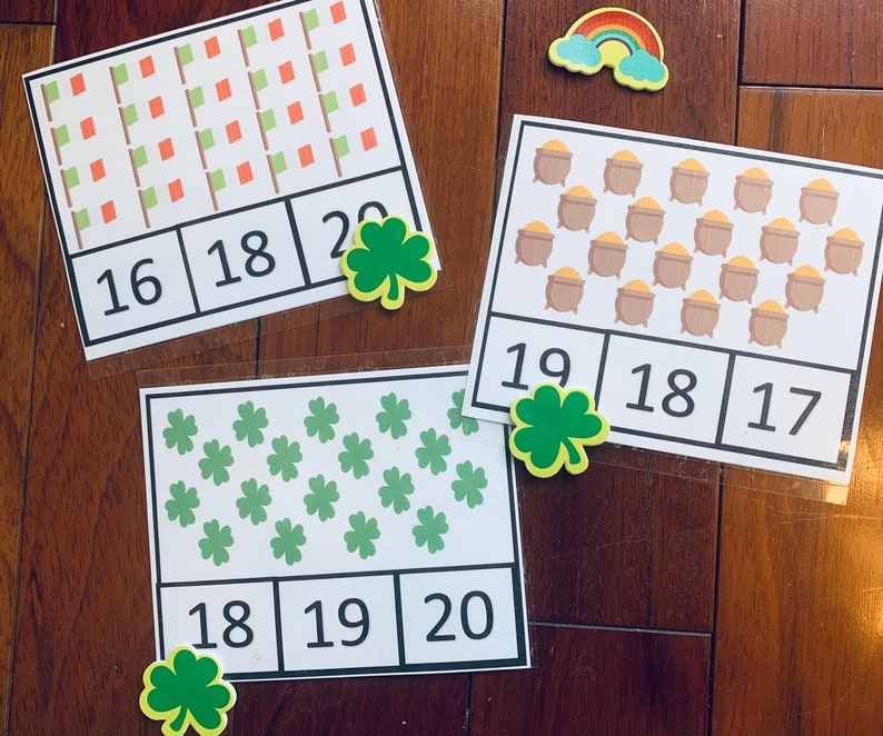 Saint Patrick's Day Counting Clip Cards 1 to 20 and I Spy - Etsy