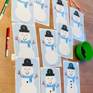Winter Number Trace and Count Mats, Winter Math Mat, Counting Cards ...