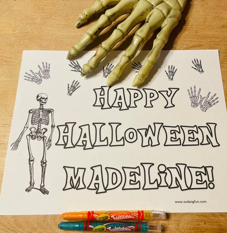 Personalized Halloween Coloring Pages, Custom Fall Coloring Page ...