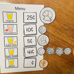 Lemonade Stand Dramatic Play, Pretend Menus, Printable Play Food ...