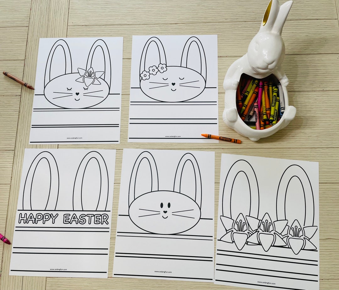 Easter Bunny Paper Crowns, Printable Bunny Headband Craft (set of 5 ...
