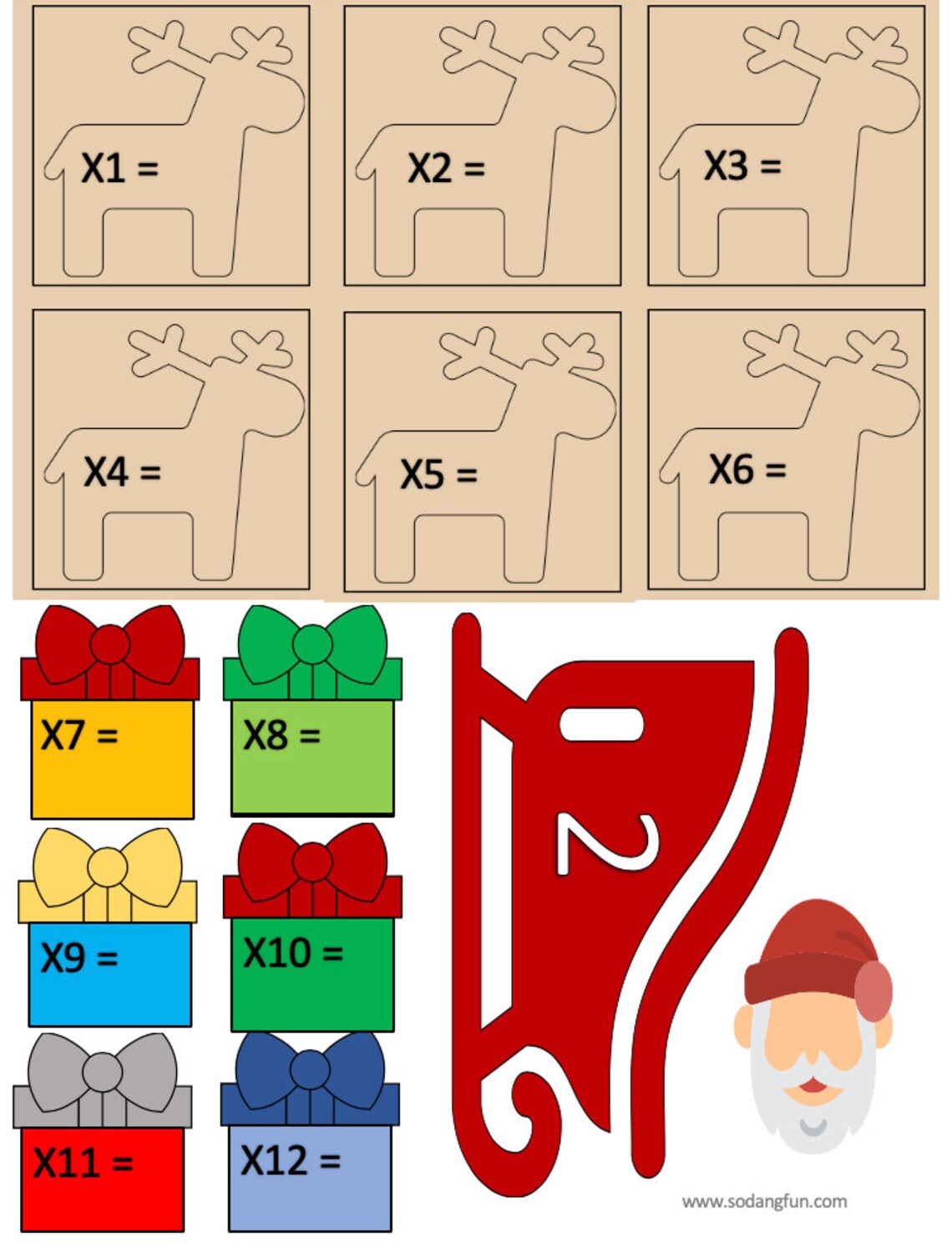 Christmas Math Activity Multiplication Craft Printable | Etsy