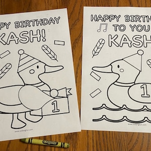 Mallard Duck Birthday Coloring Pages, Set of 5, Mallard Duck Birthday ...