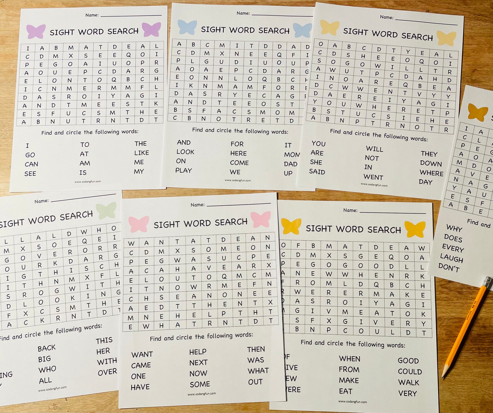 Butterfly Sight Word Wall Spring Sight Word Word Searches - Etsy