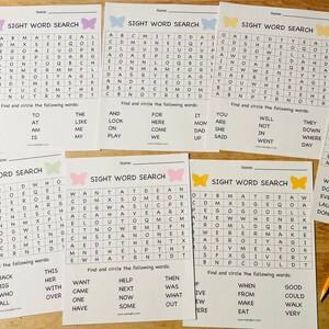 Butterfly Sight Word Wall, Spring Sight Word Word Searches, High ...