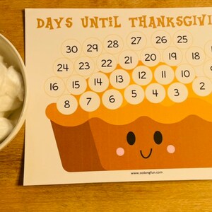 Thanksgiving Countdown, Thanksgiving Activity for Kids, Pumpkin Pie ...