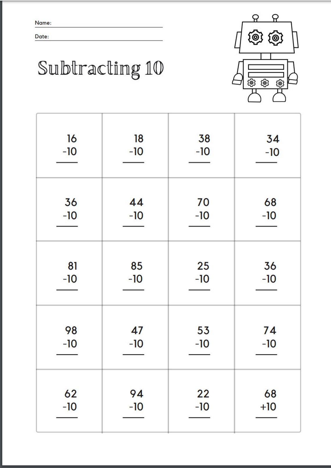 Second Grade Math Worksheets Two Digit Addition Subtraction - Etsy