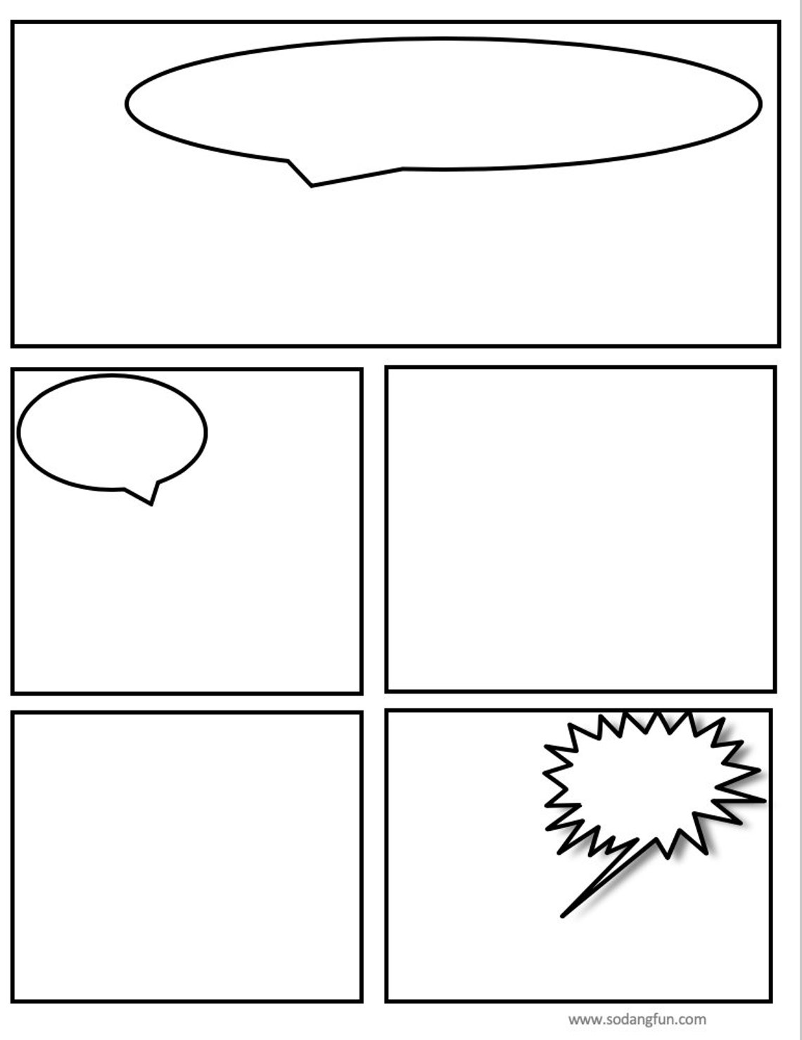 Printable Comic Book for Kids Full Page Comic Blanks Half - Etsy