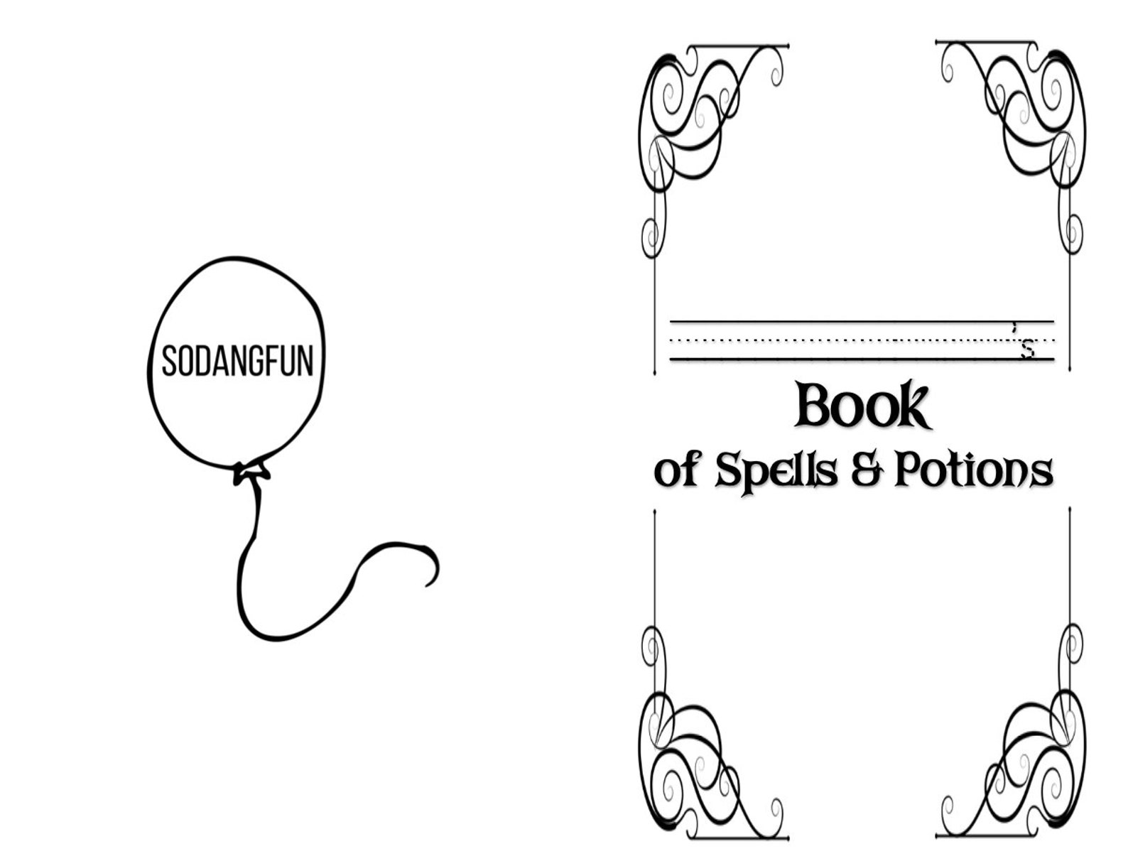 Spell and Potions Book Printable Writing Activity for Kids | Etsy