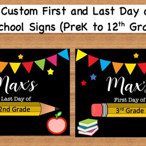 Personalized First and Last Day of School Signs for Preschool to 12th ...