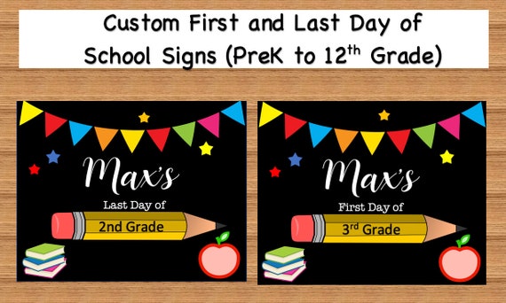 Personalized First and Last Day of School Signs for Preschool | Etsy