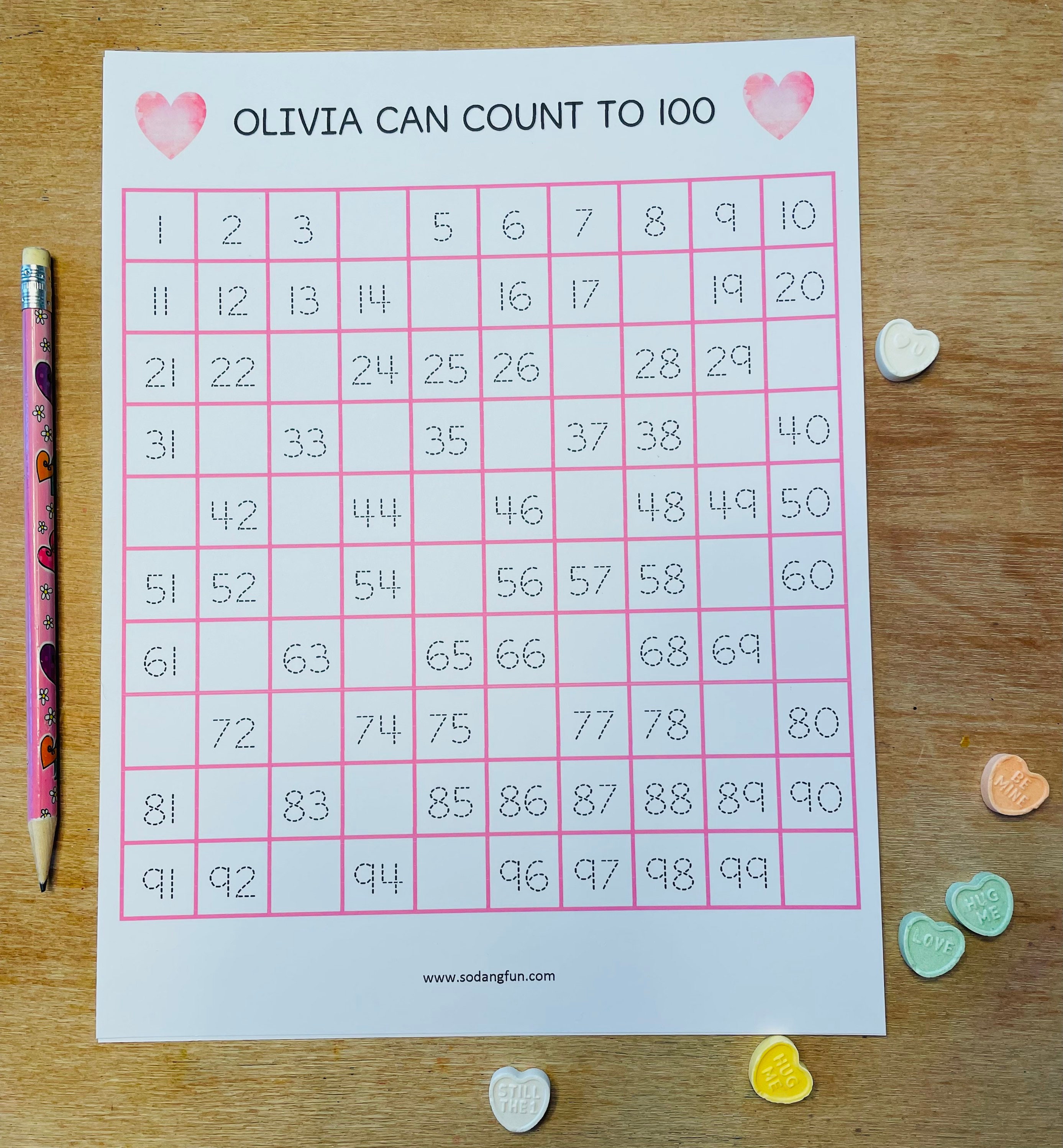 Personalized Hundreds Chart Trace and Count to 100 Trace and - Etsy