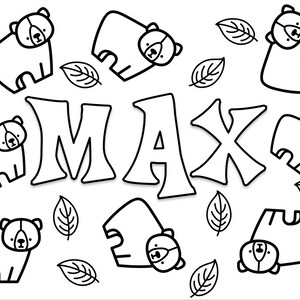 Personalized Coloring Pages, Name Doodle Coloring, Set of 8 (baseball ...