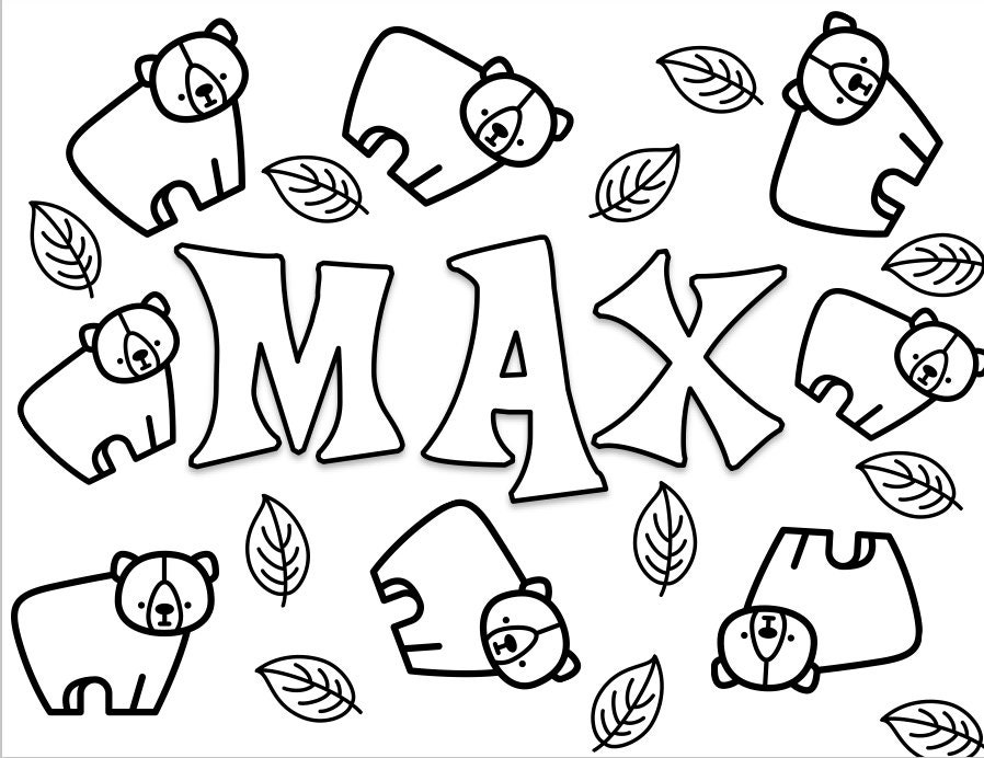 Personalized Coloring Pages, Name Doodle Coloring, Set of 8 (baseball ...
