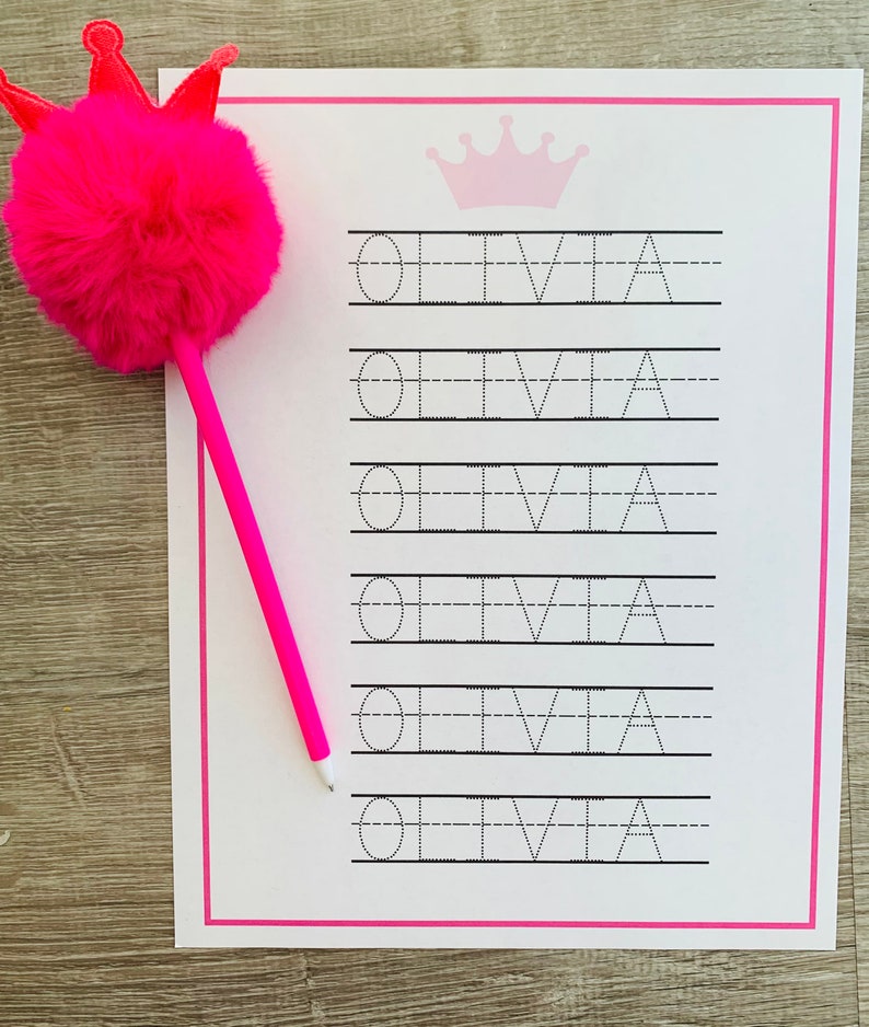 Custom Name Tracing Practice, Personalized Princess Tracing Worksheets ...