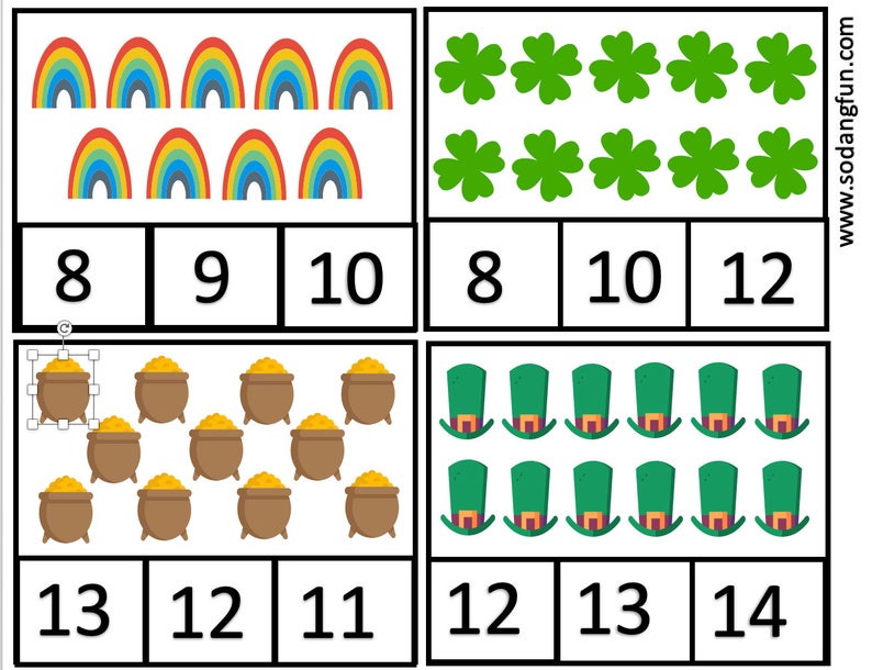 Saint Patrick's Day Counting Clip Cards 1-20 Toddler - Etsy