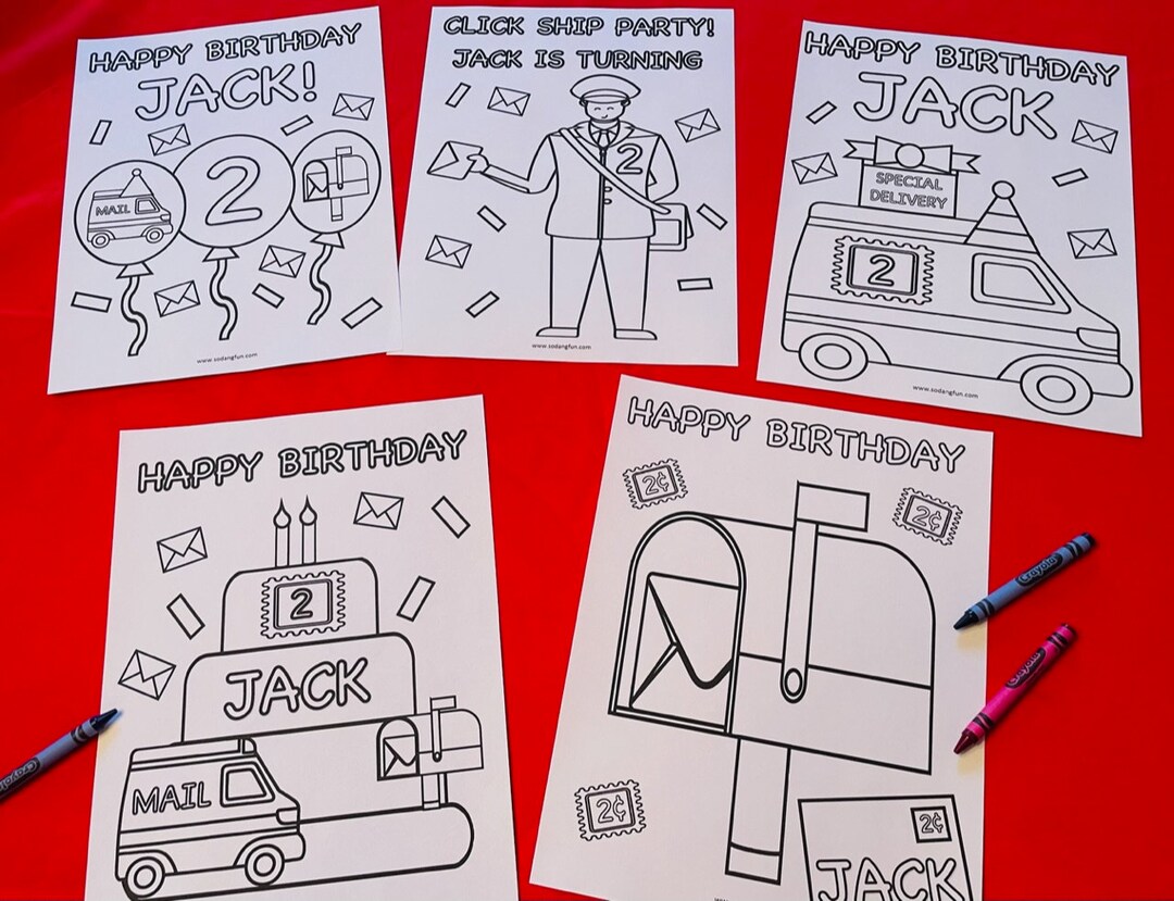 Postal Themed Birthday Party Activity, Mailman Themed Birthday Coloring ...