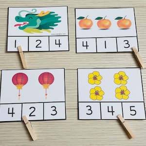 Lunar New Year I Spy and Count and Clip Cards 1-20, Year of the Dragon ...