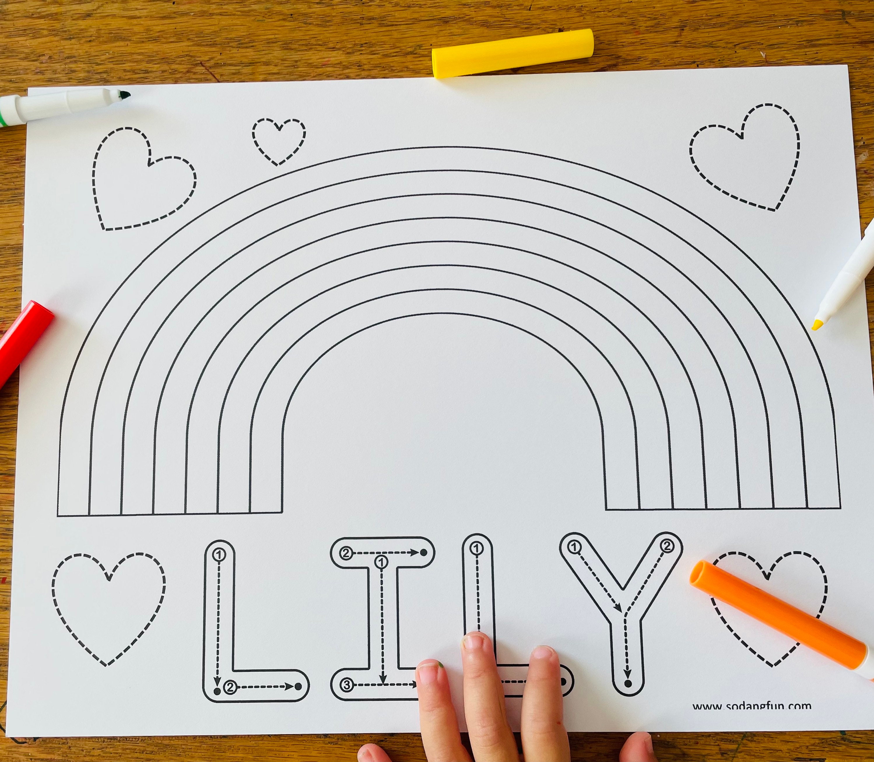 Learning & School Name Letter Formation Worksheet Personalized Rainbow ...