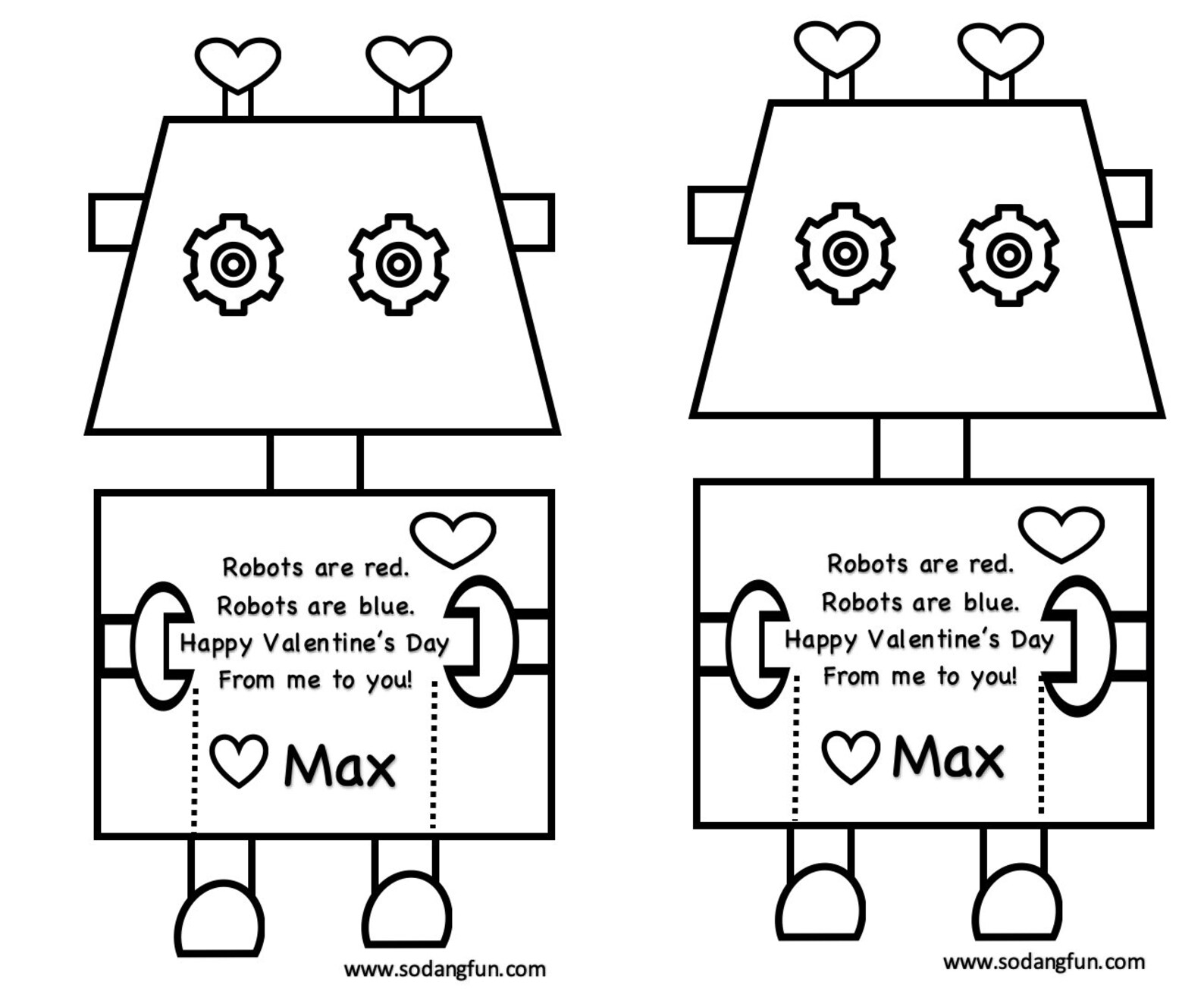 Valentine Robot Coloring Card With Crayon Holder Personalized - Etsy