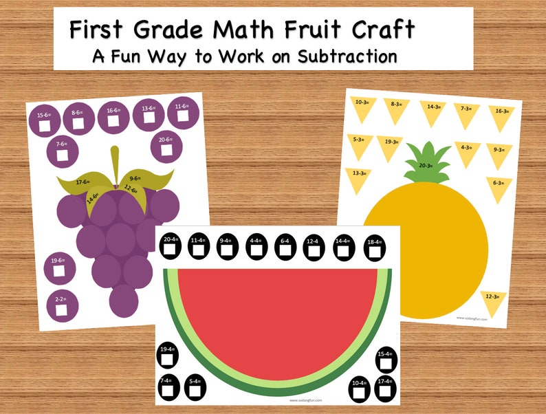 First Grade Math Craft Grade 1 Subtraction Worksheets Math | Etsy
