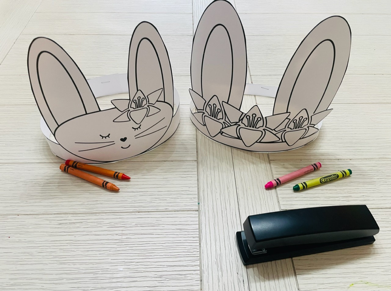 Easter Bunny Paper Crowns, Printable Bunny Headband Craft (set of 5 ...