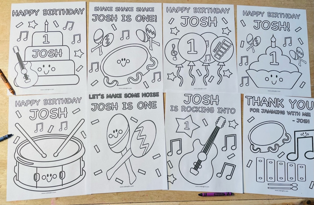 Personalized Music Birthday Coloring Pages, Music Birthday Coloring ...