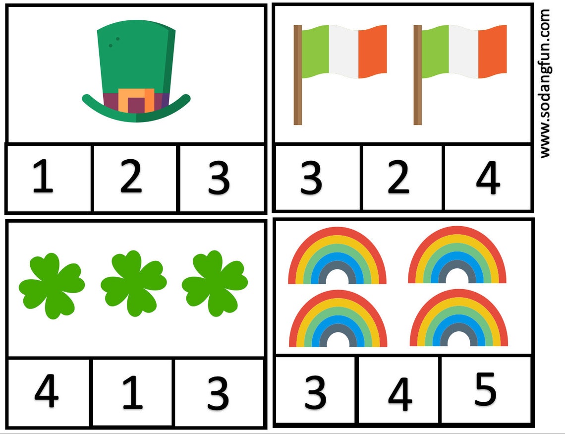 Saint Patrick's Day Counting Clip Cards 1-20 Toddler | Etsy