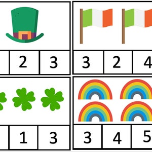 Saint Patrick's Day Counting Clip Cards 1-20 Toddler | Etsy