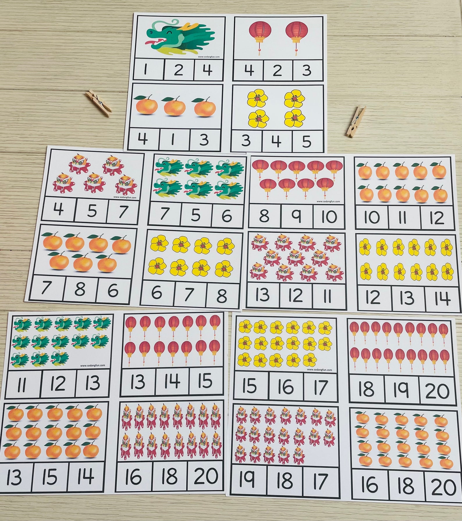 Lunar New Year I Spy and Count and Clip Cards 1-20, Year of the Dragon ...