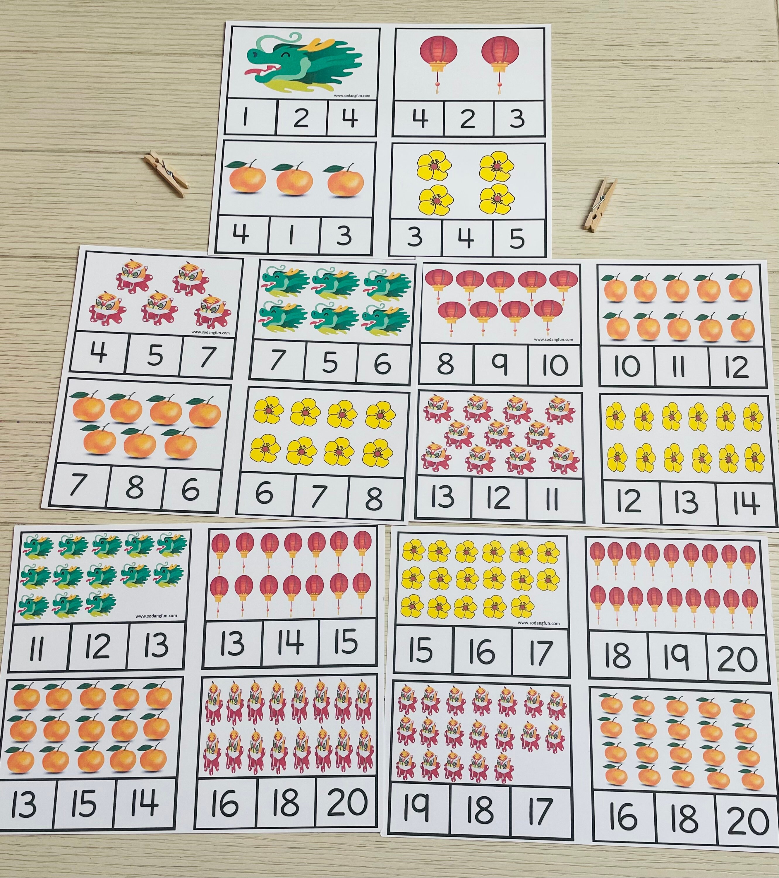 Lunar New Year I Spy and Count and Clip Cards 1-20, Year of the Dragon ...