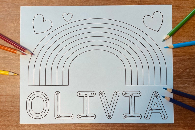 Rainbow Write Your Name Worksheets and Craft Personalized - Etsy