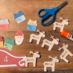 Christmas Math Activity, Multiplication Craft Printable, Christmas ...