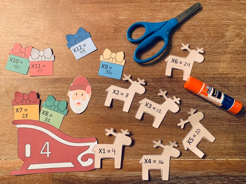 Christmas Math Activity, Multiplication Craft Printable, Christmas ...